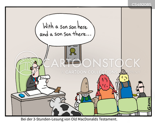 Cartoons und Karikaturen mit Lesen Des Testaments
