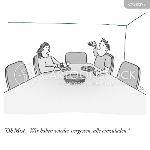 Cartoons und Karikaturen mit Abendessen Einladungen
