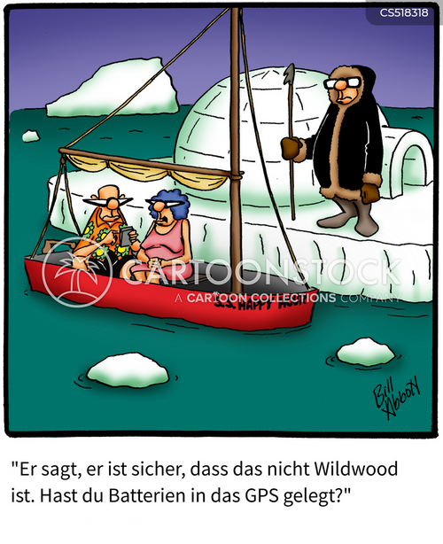 Cartoons und Karikaturen mit Paar Auf Boot