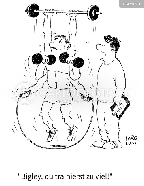 Cartoons und Karikaturen mit Over-training