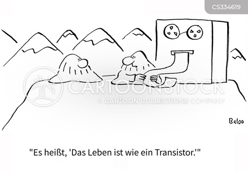 Cartoons und Karikaturen mit Transistor
