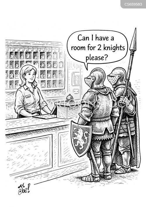 Knights At Hotel Cartoons and Comics - funny pictures from CartoonStock