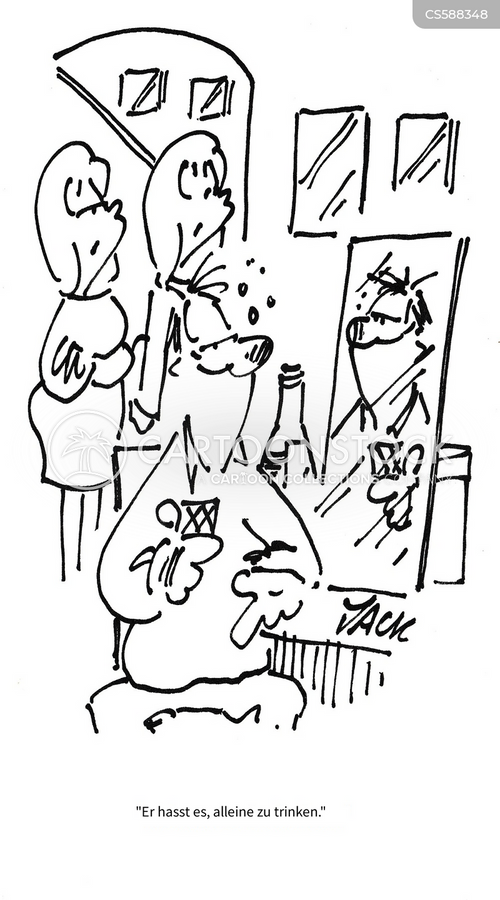 Cartoons und Karikaturen mit Allein Trinken