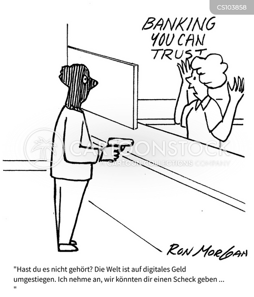 Cartoons und Karikaturen mit Digitales Banking