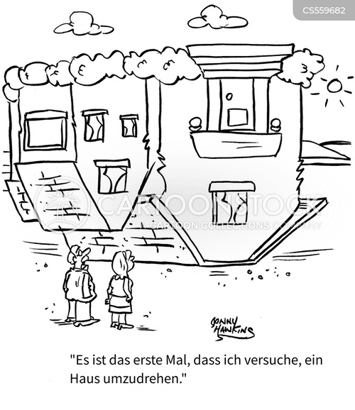 Cartoons und Karikaturen mit Ein Haus Umdrehen
