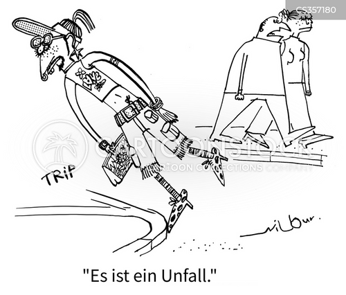 Cartoons und Karikaturen mit Unfall