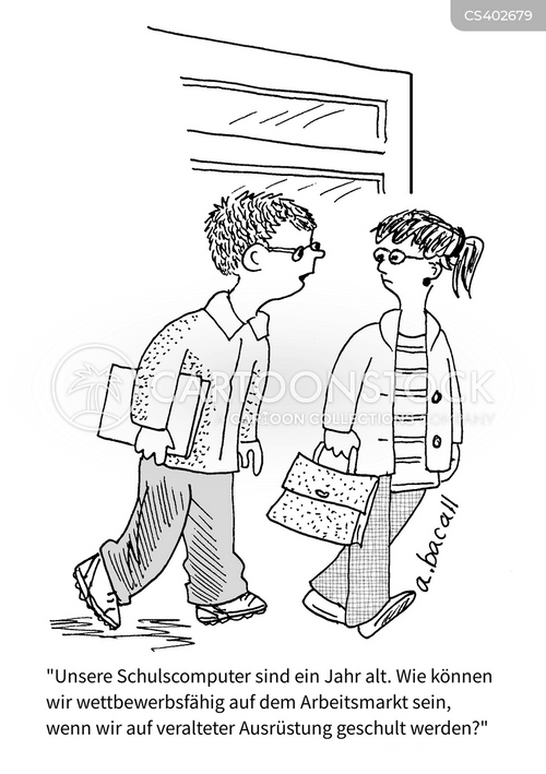 Cartoons und Karikaturen mit Alte Computer