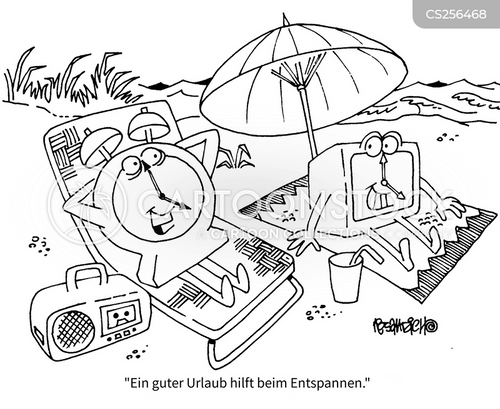 Cartoons und Karikaturen mit Urlaubsferien