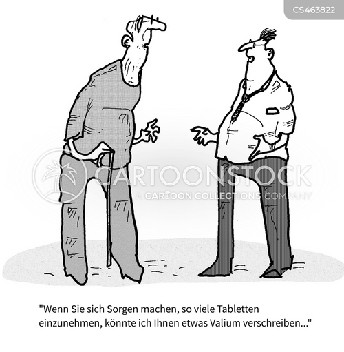 Cartoons und Karikaturen mit Tabletten