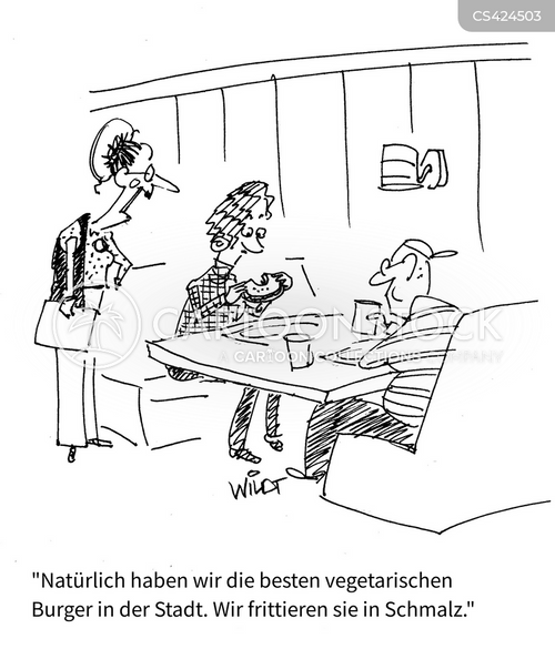 Cartoons und Karikaturen mit Burger-lokale