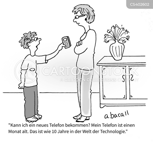 Cartoons und Karikaturen mit Altes Telefon