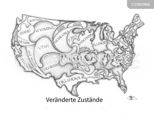 Cartoons und Karikaturen mit Landkarte Von Amerika