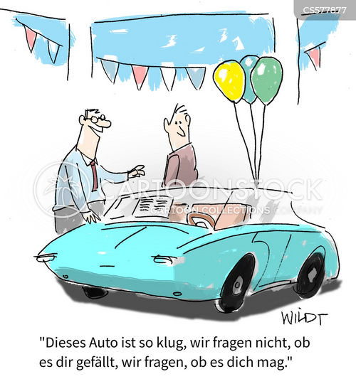 Cartoons und Karikaturen mit Blaues Auto