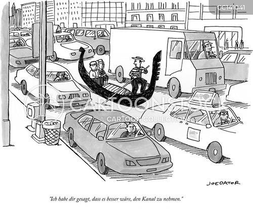 Cartoons und Karikaturen mit Stau