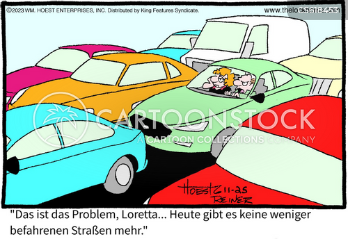 Cartoons und Karikaturen mit Stau