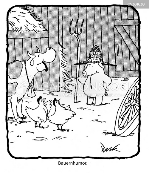 Cartoons und Karikaturen mit Bauernhof-humor