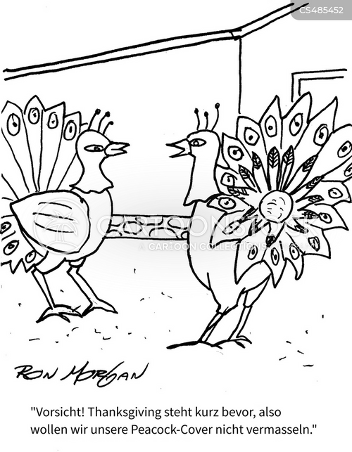 Cartoons und Karikaturen mit Pfau