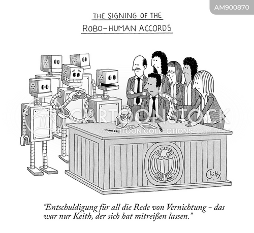 Cartoons und Karikaturen mit Roboterrevolutionen