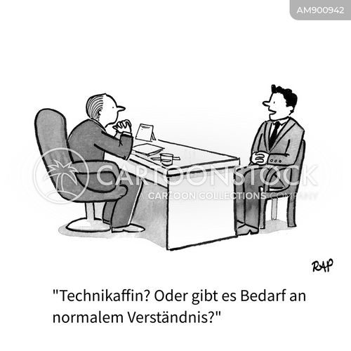 Cartoons und Karikaturen mit Technikaffin