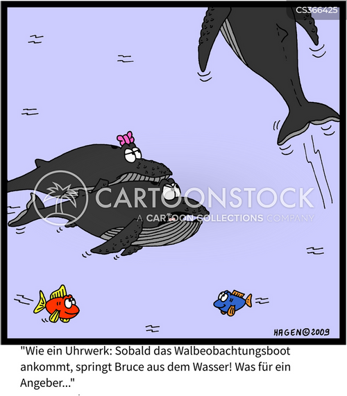 Cartoons und Karikaturen mit Wal-sprung