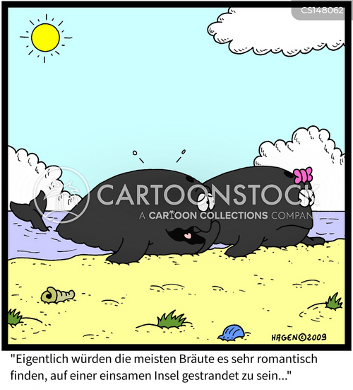 Cartoons und Karikaturen mit Verlassener Strand