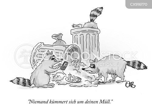 Cartoons und Karikaturen mit Abfalltonne