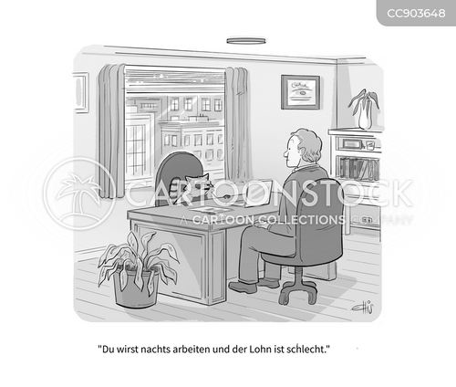 Cartoons und Karikaturen mit Arbeitszeitplan