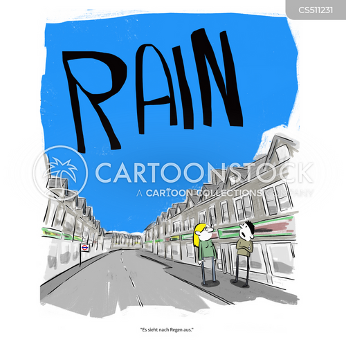 Cartoons und Karikaturen mit Regen