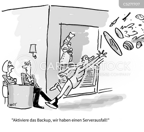 Cartoons und Karikaturen mit Server Ausgefallen