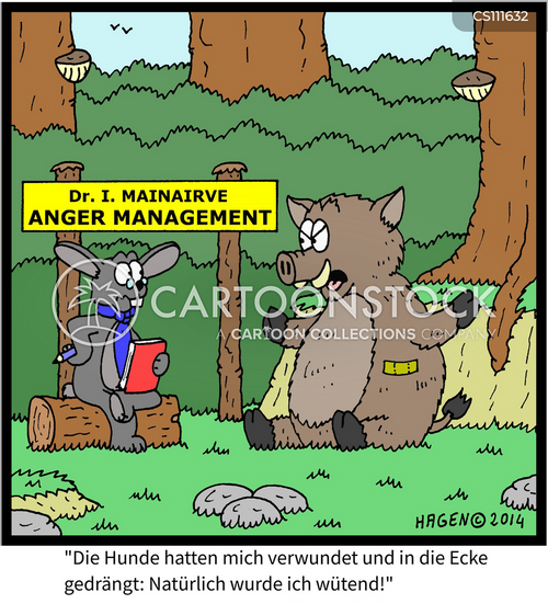 Wütender Wildschwein Cartoon Ein Glücklich Cartoon Wildschwein Fuß