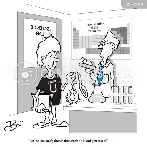 Cartoons und Karikaturen mit Biologiestudent