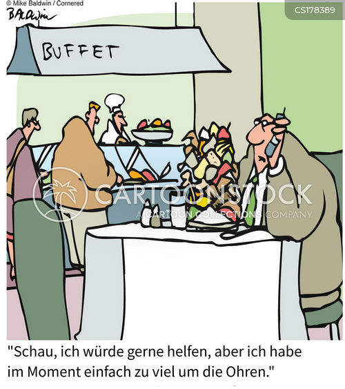Cartoons und Karikaturen mit Buffet-restaurant