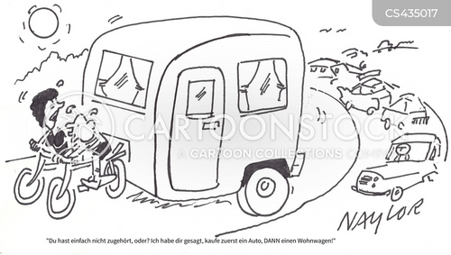 Cartoons und Karikaturen mit Wohnmobil