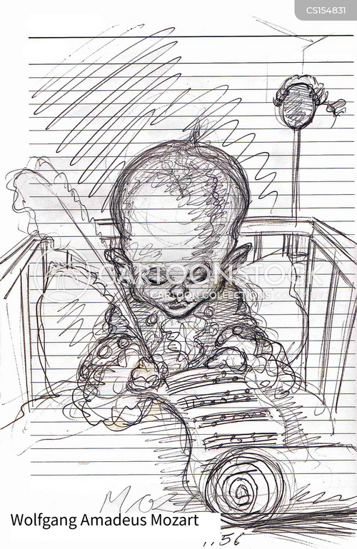 Cartoons und Karikaturen mit Wolfgang Amadeus Mozart