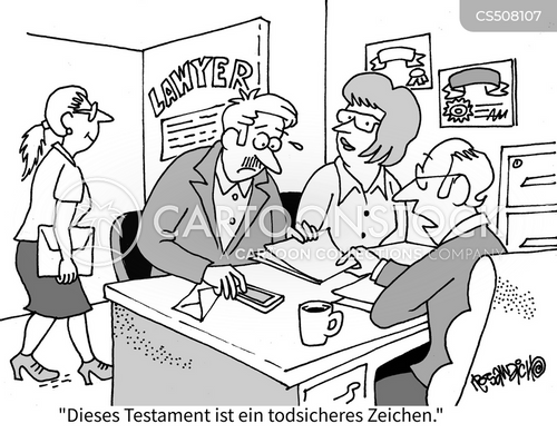 Cartoons und Karikaturen mit Testamentsverlesungen