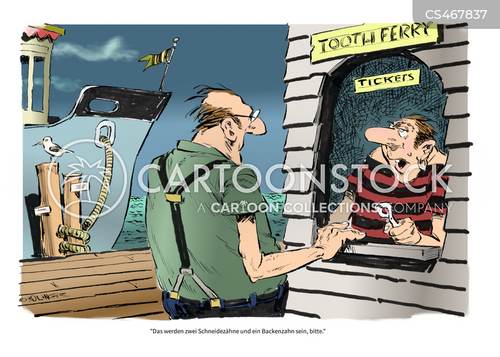 Cartoons und Karikaturen mit Backenzahn