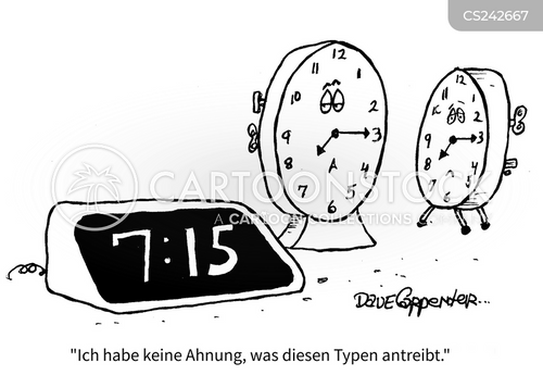 Cartoons und Karikaturen mit Digitale Uhr