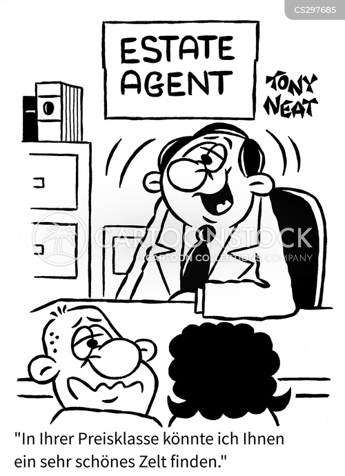 Cartoons und Karikaturen mit Zelt