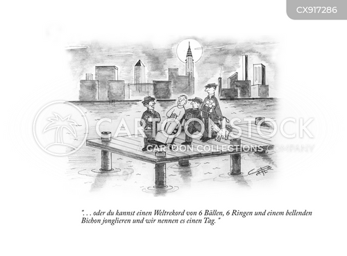 Cartoons und Karikaturen mit Betonschuh