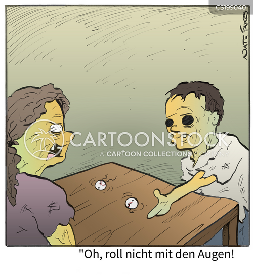 Cartoons und Karikaturen mit Augen Rollen