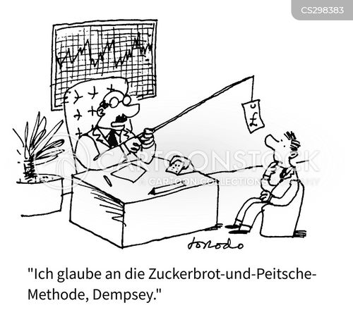 Cartoons und Karikaturen mit Karotten- Und Stockmethode