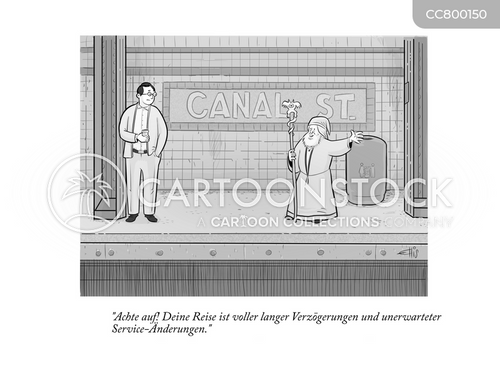 Cartoons und Karikaturen mit Bahnhof