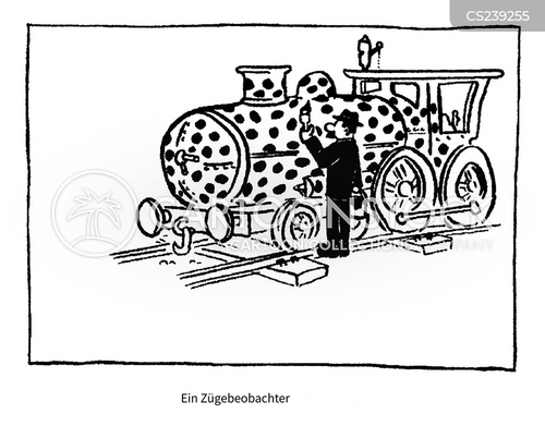 Cartoons und Karikaturen mit Zug-enthusiasten